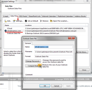 การลดขนาดของไฟล์ .pst Microsoft Outlook