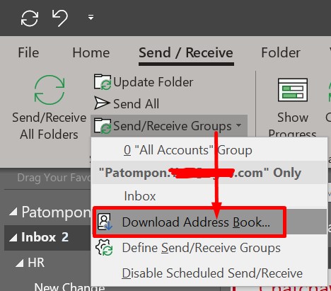 อัพเดท Offline Address book แบบ Manual Outlook 2019/2016/O365