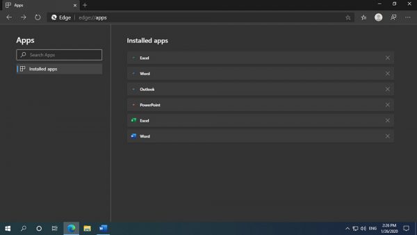 Microsoft Edge จัดการ Apps Word , Excel , Powerpoint