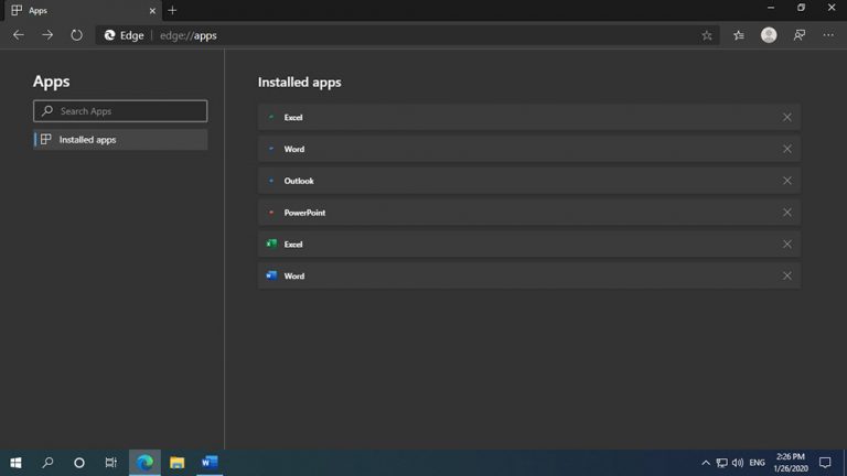 Microsoft Edge จัดการ Apps Word , Excel , Powerpoint